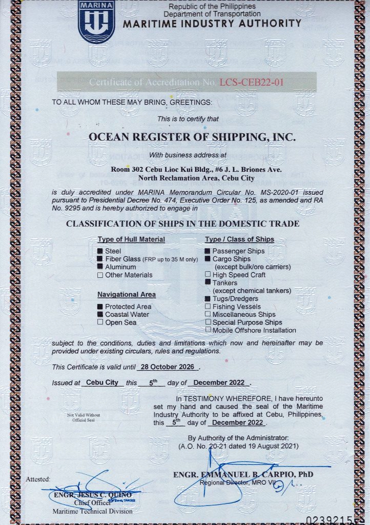 About – Ocean Register of Shipping, Inc.